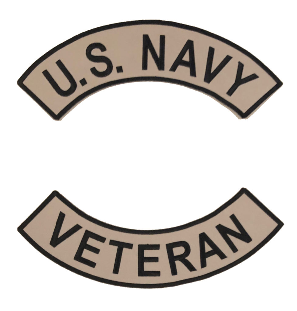 U.S. NAVY VETERAN TOP & BOTTOM ROCKER SET BLACK ON GRAY | ABC PATCHES