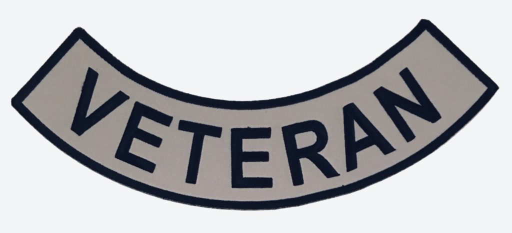 VETERAN BOTTOM ROCKER PATCH BLACK ON GRAY | ABC PATCHES