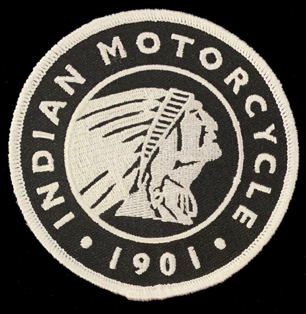 VINTAGE STYLE Indian Chest patch White on Black 3-1/2″ | ABC PATCHES