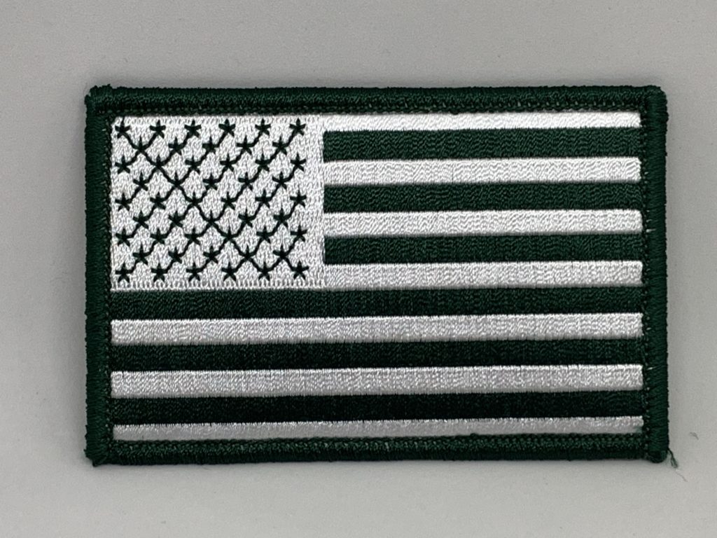 US FLAG DARK GREEN ON WHITE PATCH | ABC PATCHES