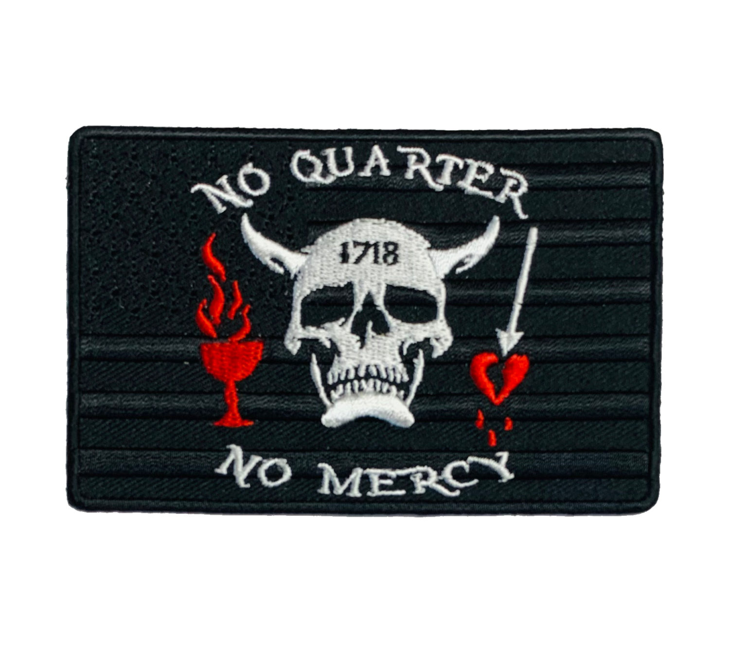 DISTRESSED U.S. FLAG NO QUARTER NO MERCY BLACK BEARD LOGO PATCH | ABC ...