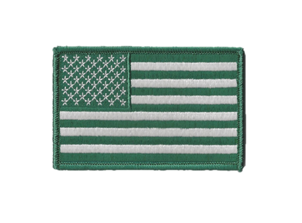US FLAG WHITE ON DARK GREEN PATCH | ABC PATCHES